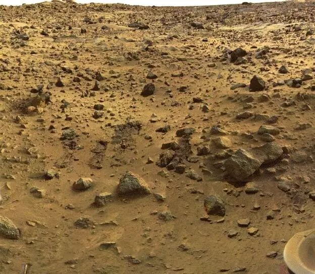 Panorama Martian yfirborðið sem fæst af rannsökunni