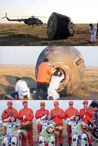 Alle drie de Chinese kosmonauts keerde veilig terug naar de aarde