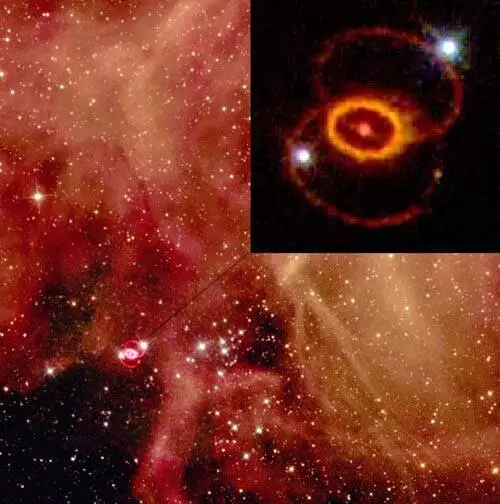 Το Supernova το 1987a στον αστερισμό του Σκορπιού του Big Magellan Clouds - η έκρηξη καταγράφηκε για πρώτη φορά στις 23 Φεβρουαρίου 1987