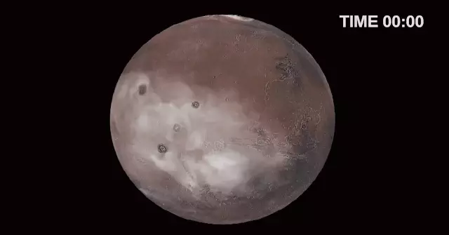 I-NASA ikhombise ukunyakaza kwamafu ama-Martian